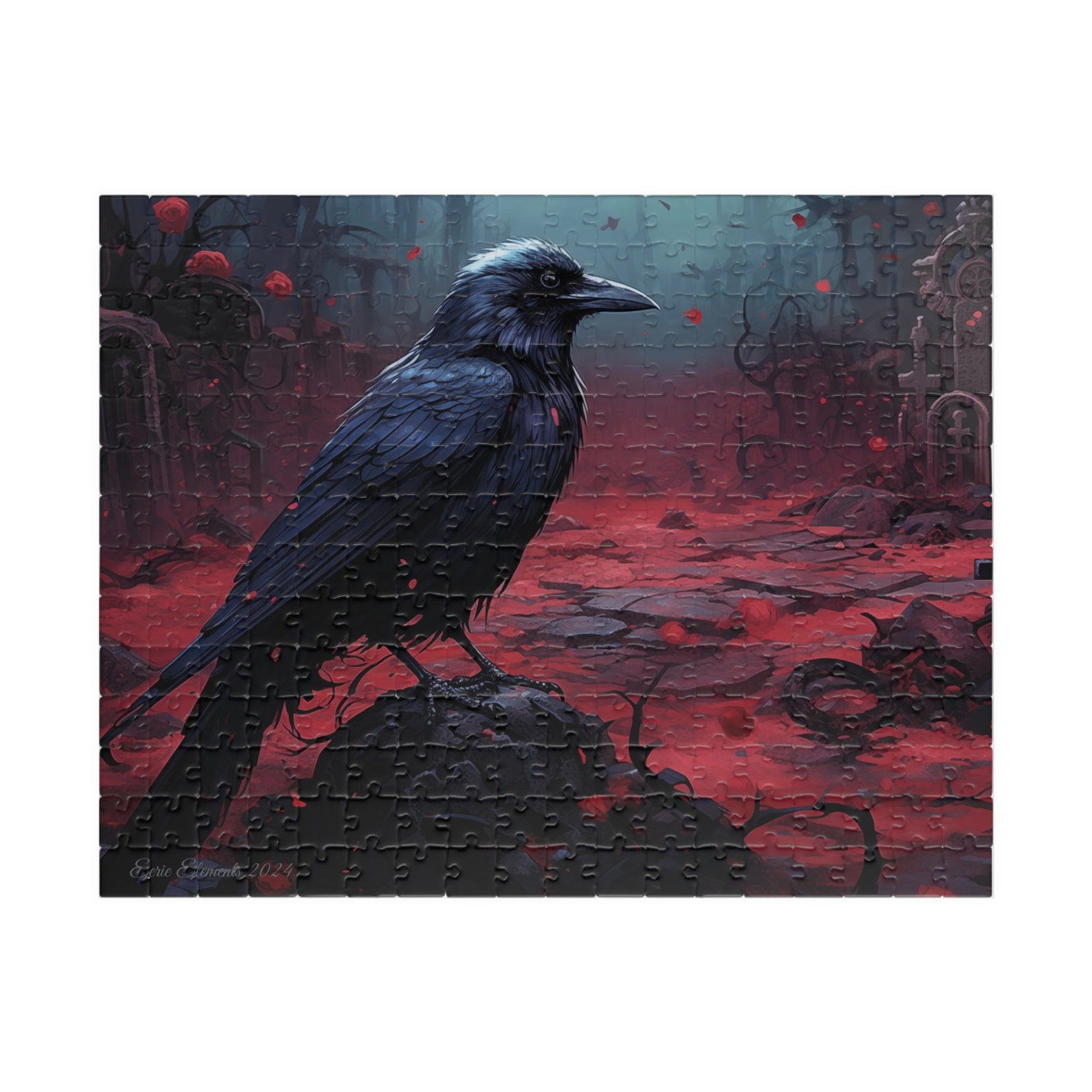 Raven Puzzle (110, 252, 520, 1014-piece), Red Landscape, Moonlit ...