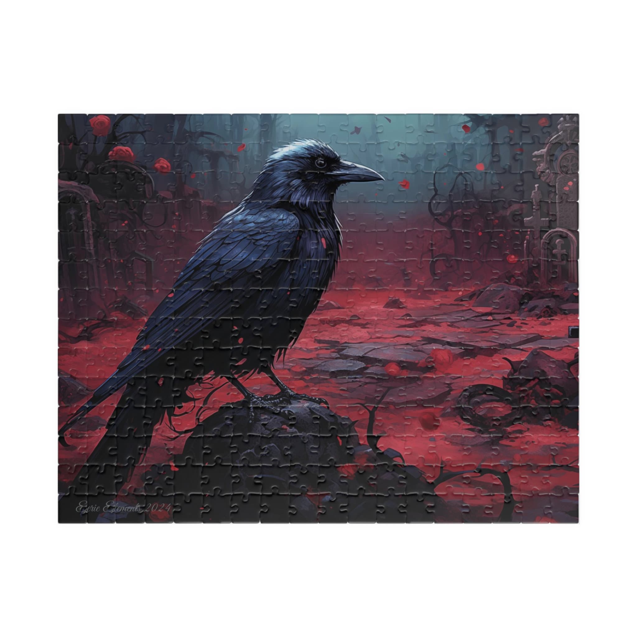 Raven Puzzle (110, 252, 520, 1014-piece), Red Landscape, Moonlit ...