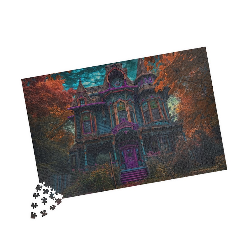 Art Nouveau Haunted House Puzzle: Creepy Fantasy Mansion - Etsy