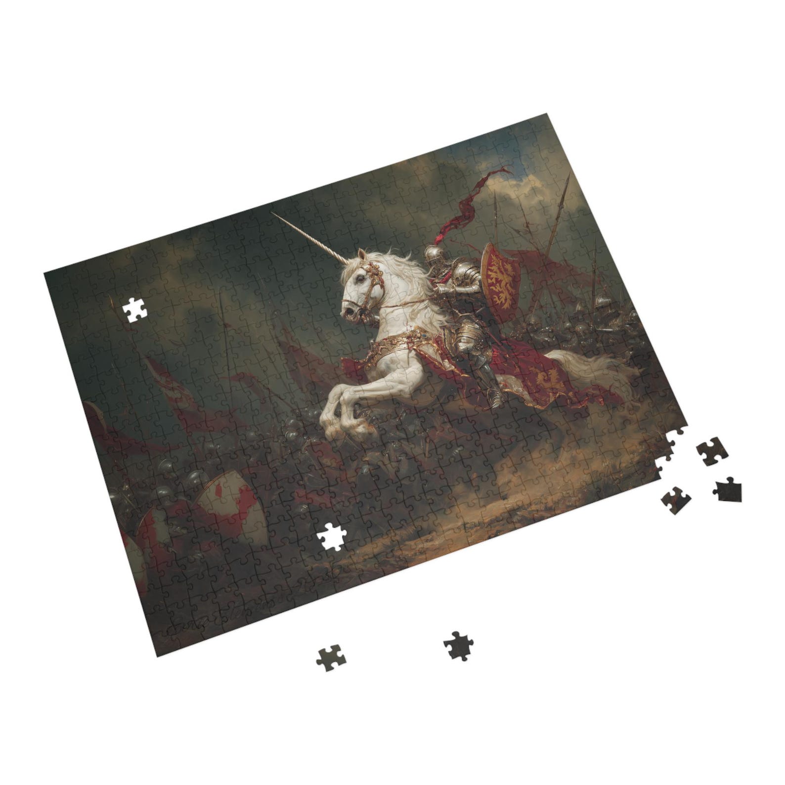 Knight and Unicorn Battle Jigsaw Puzzle: Medieval Renaissance Fantasy ...