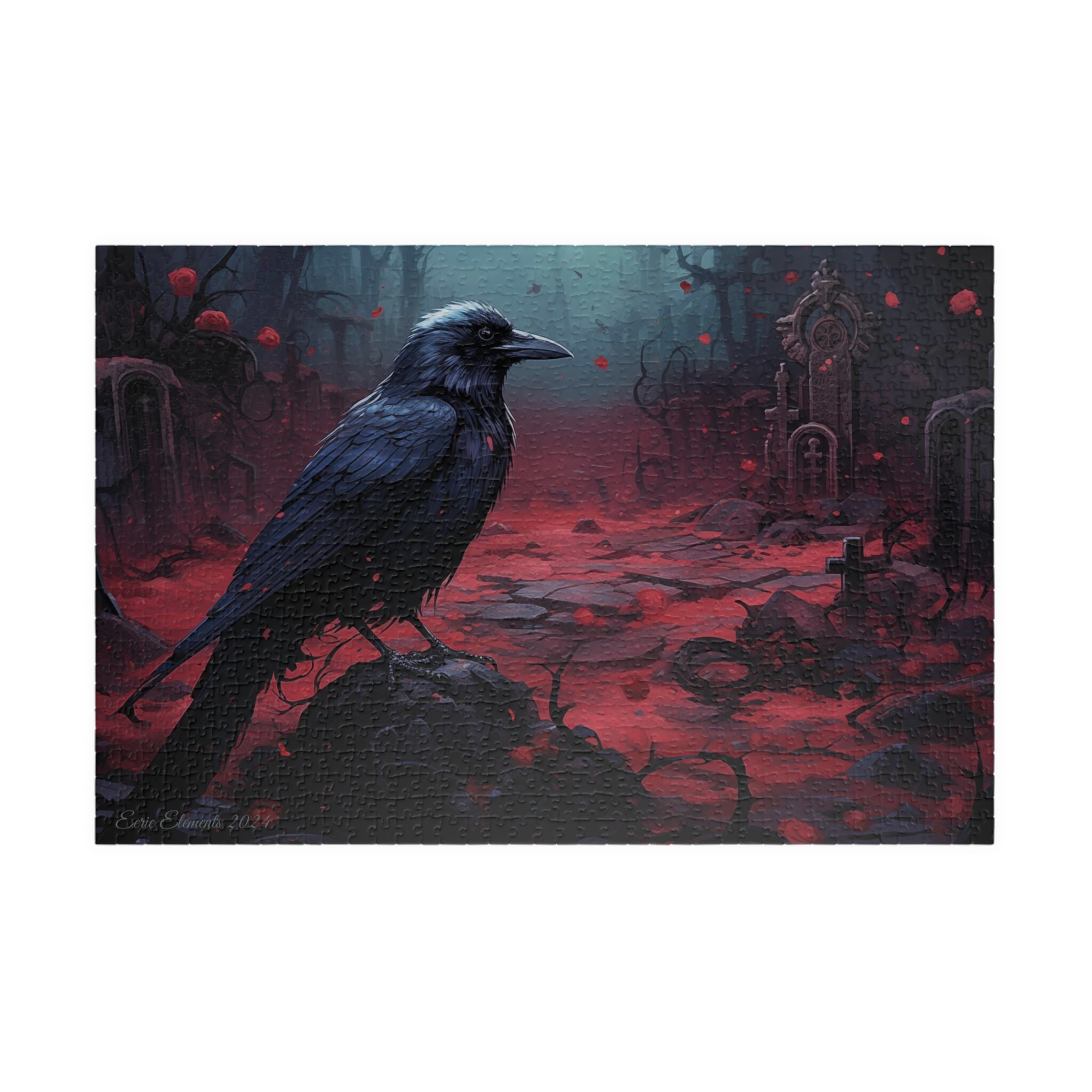 Raven Puzzle (110, 252, 520, 1014-piece), Red Landscape, Moonlit ...