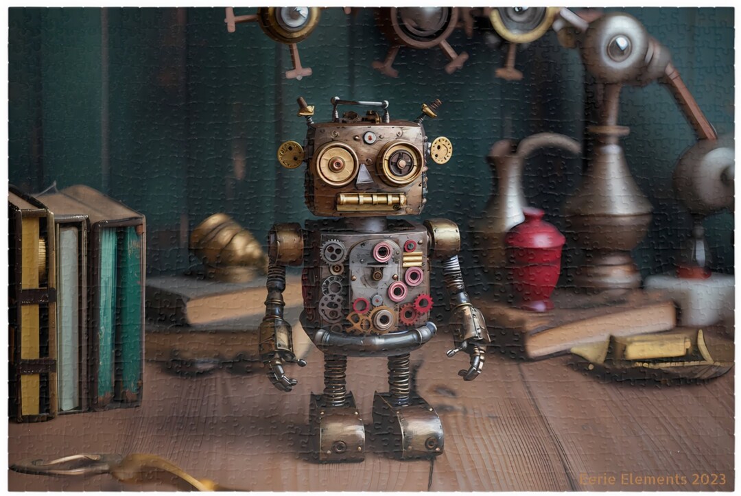 Steampunk Robot Jigsaw Puzzle: Wally the Workbench Robot - Etsy