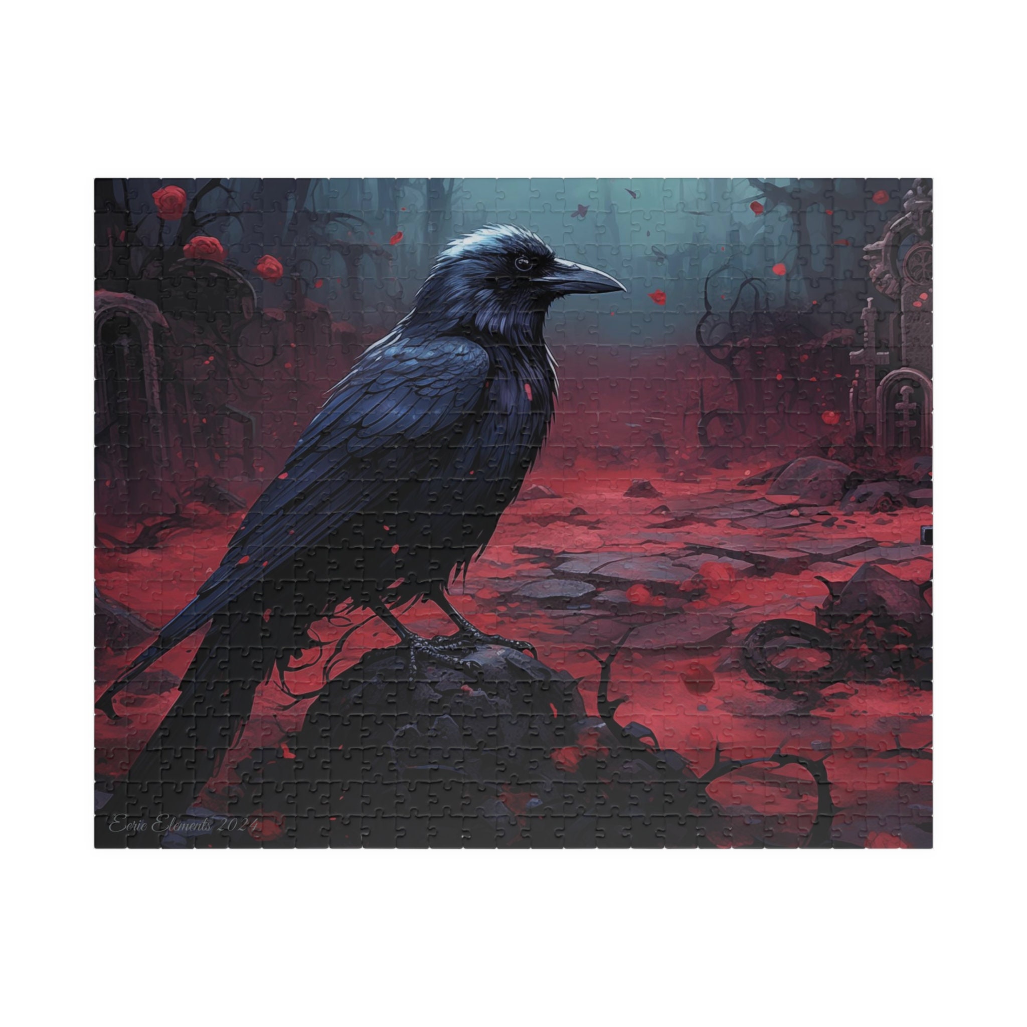 Raven Puzzle (110, 252, 520, 1014-piece), Red Landscape, Moonlit ...
