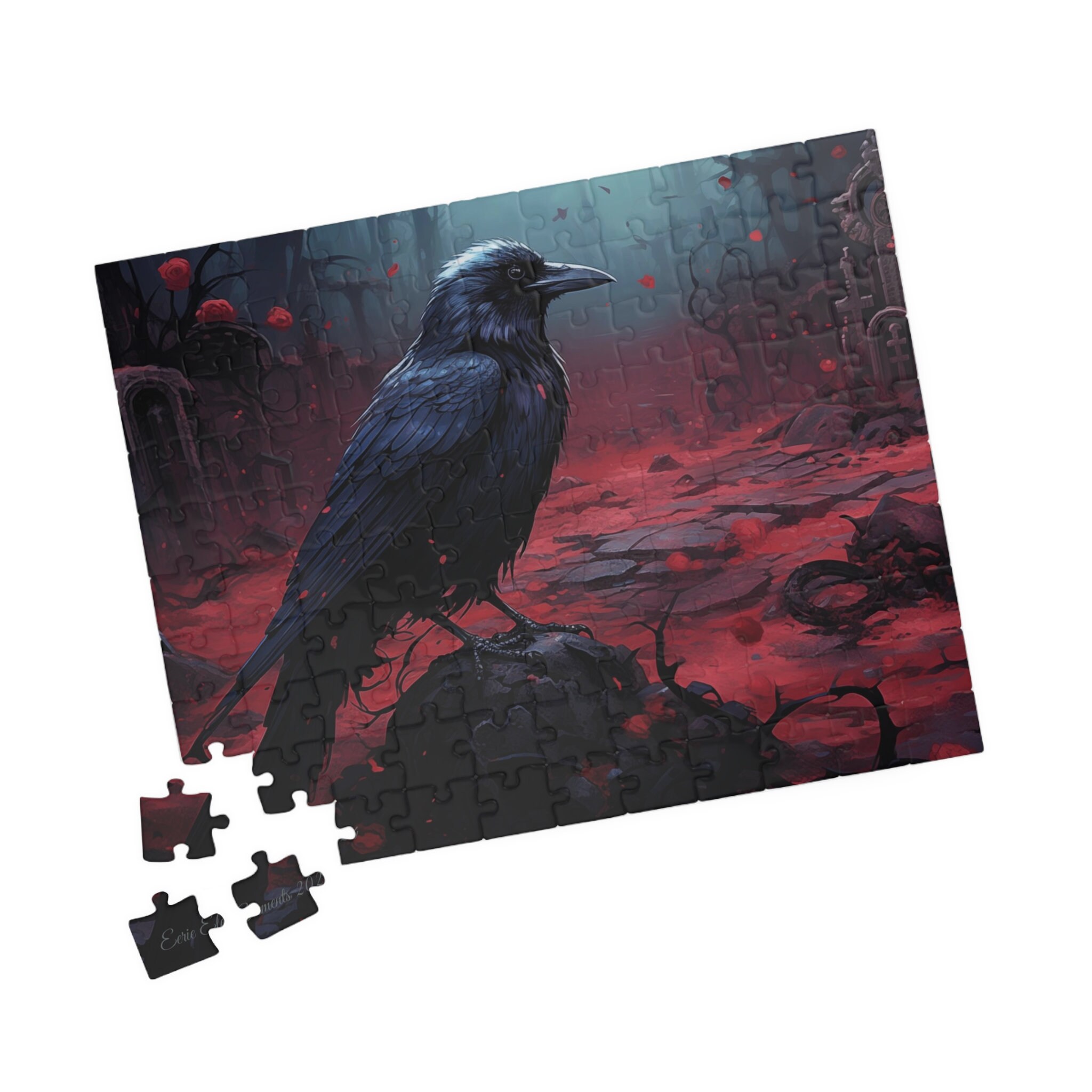 Raven Puzzle (110, 252, 520, 1014-piece), Red Landscape, Moonlit ...
