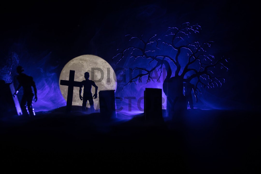 Spooky Graveyard Background, Zombies, Creepy Background, Halloween ...