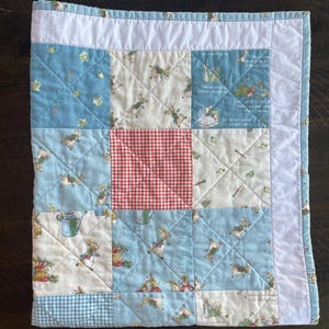 Baby Quilt Peter Rabbit Baby Boy Quilt Blue White Handmade - Etsy