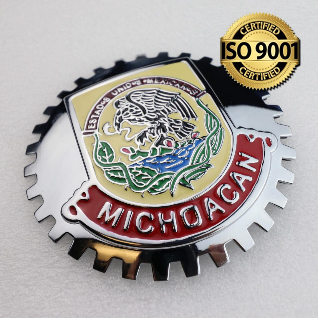 MICHOACAN - NEW Chrome Front Grill Truck Car Badge Emblem Mexican Flag ...