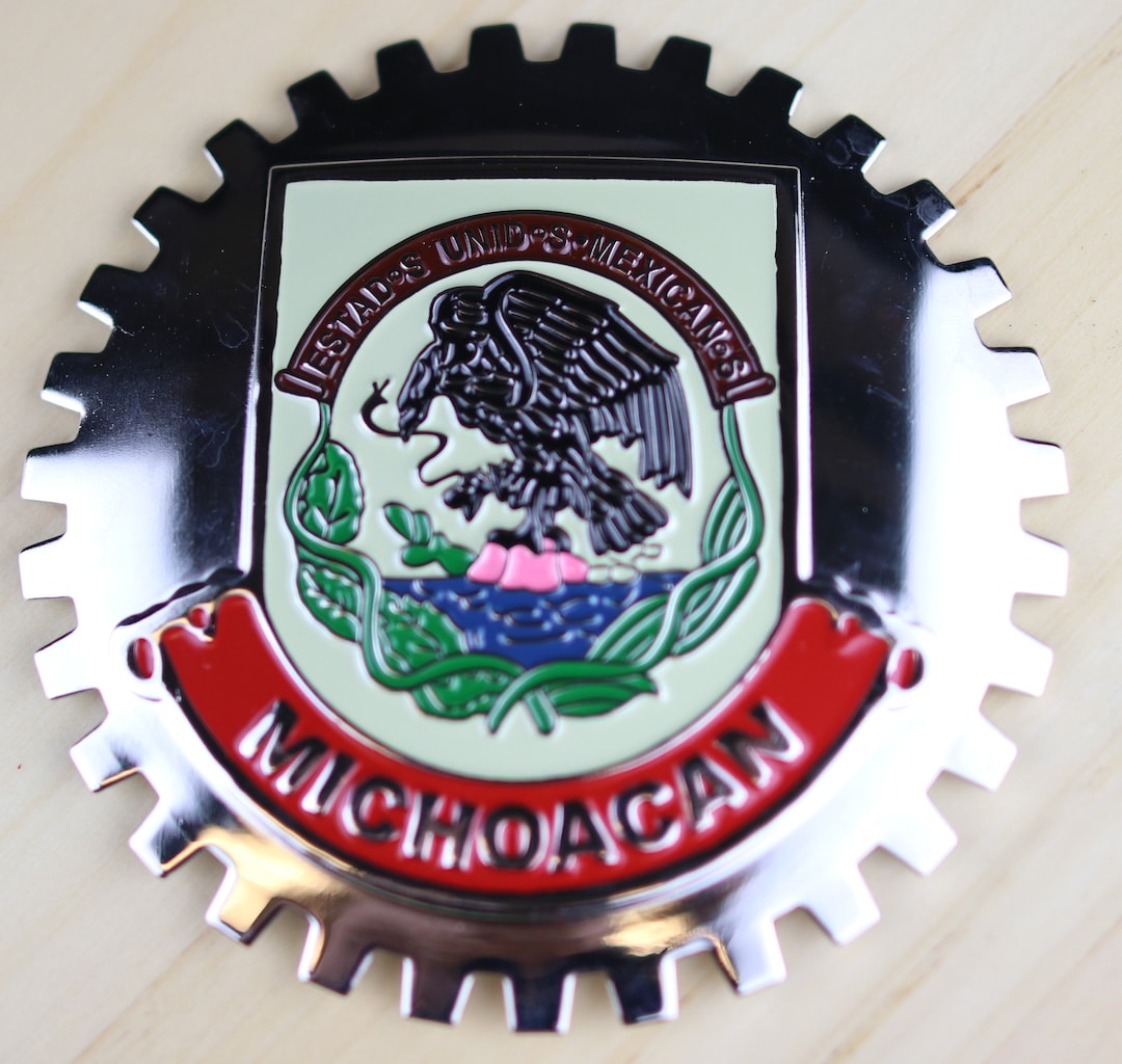 MICHOACAN NEW Chrome Front Grill Truck Car Badge Emblem Mexican Flag ...