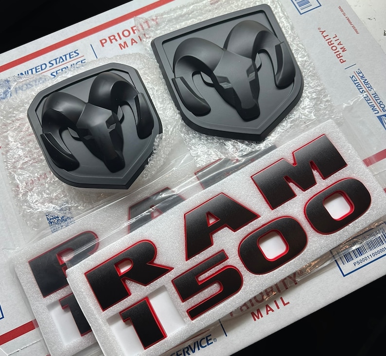 4pcs Fits 1500 2013-2018 Front Grill and Rear Tailgate Rams Head Badge ...