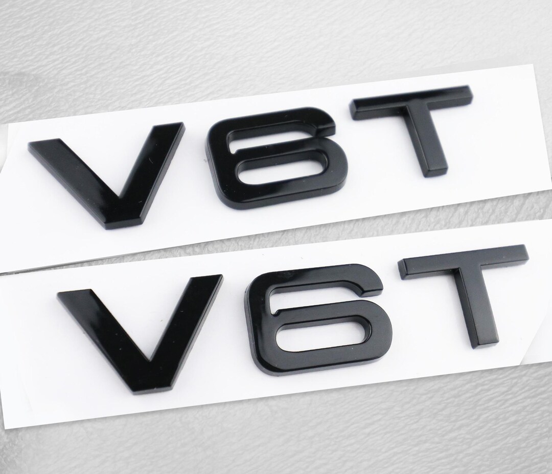 2 Brand New V6T Gloss Black Lettering Badges Emblems for Side Fender ...