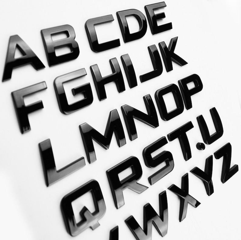 OEM Quality 3D A-Z Gloss Black Letters and Numbers Emblem Badge for ...