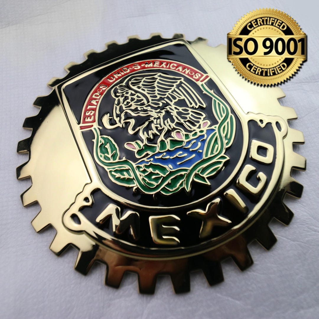 MEXICO - NEW GOLD Golden Front Grill Truck Car Badge Emblem Mexican ...