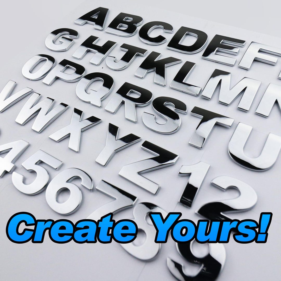OEM Spec 3D A-Z Chrome Letters and Numbers Emblem Badge for Cars ...