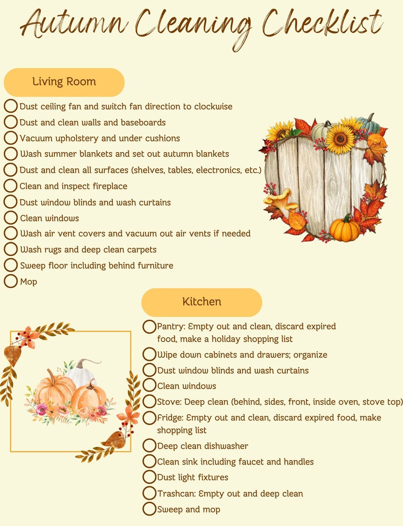 Autumn Cleaning Checklist - Etsy