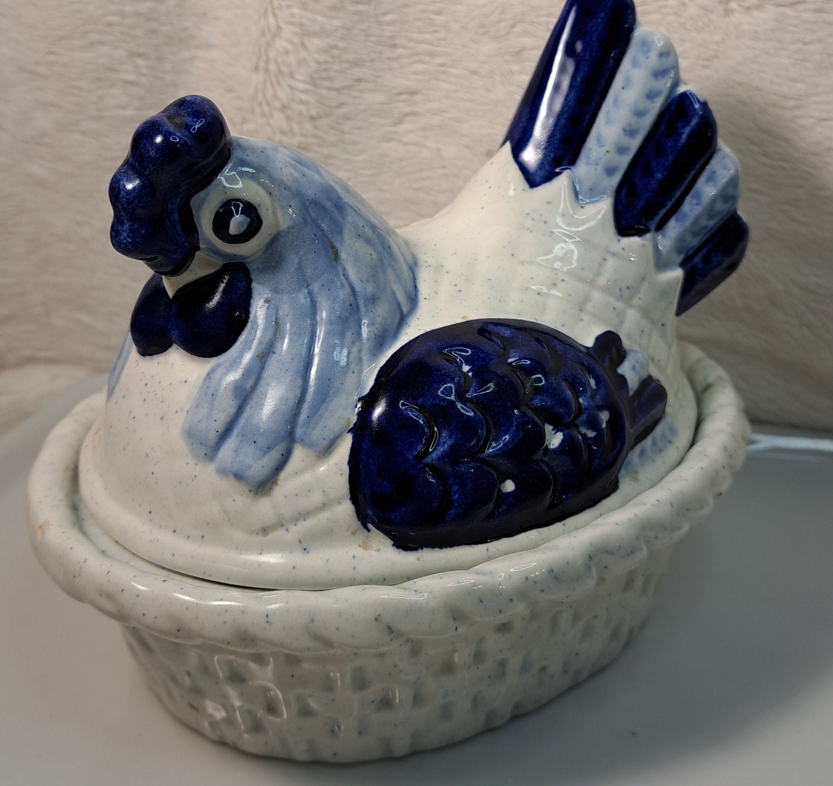 Metlox Provincial Blue Hen on Nest - Etsy