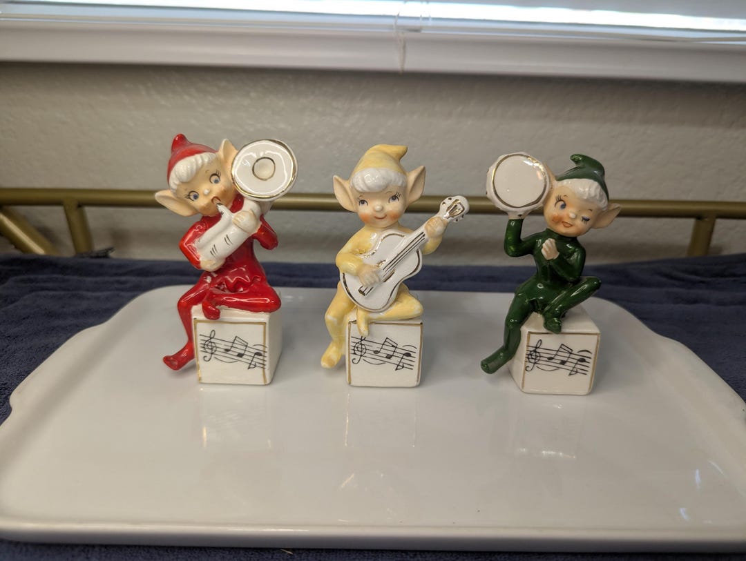 Vintage NAPCO Japan Pixie Elf Playing Instruments. Rare Christmas ...