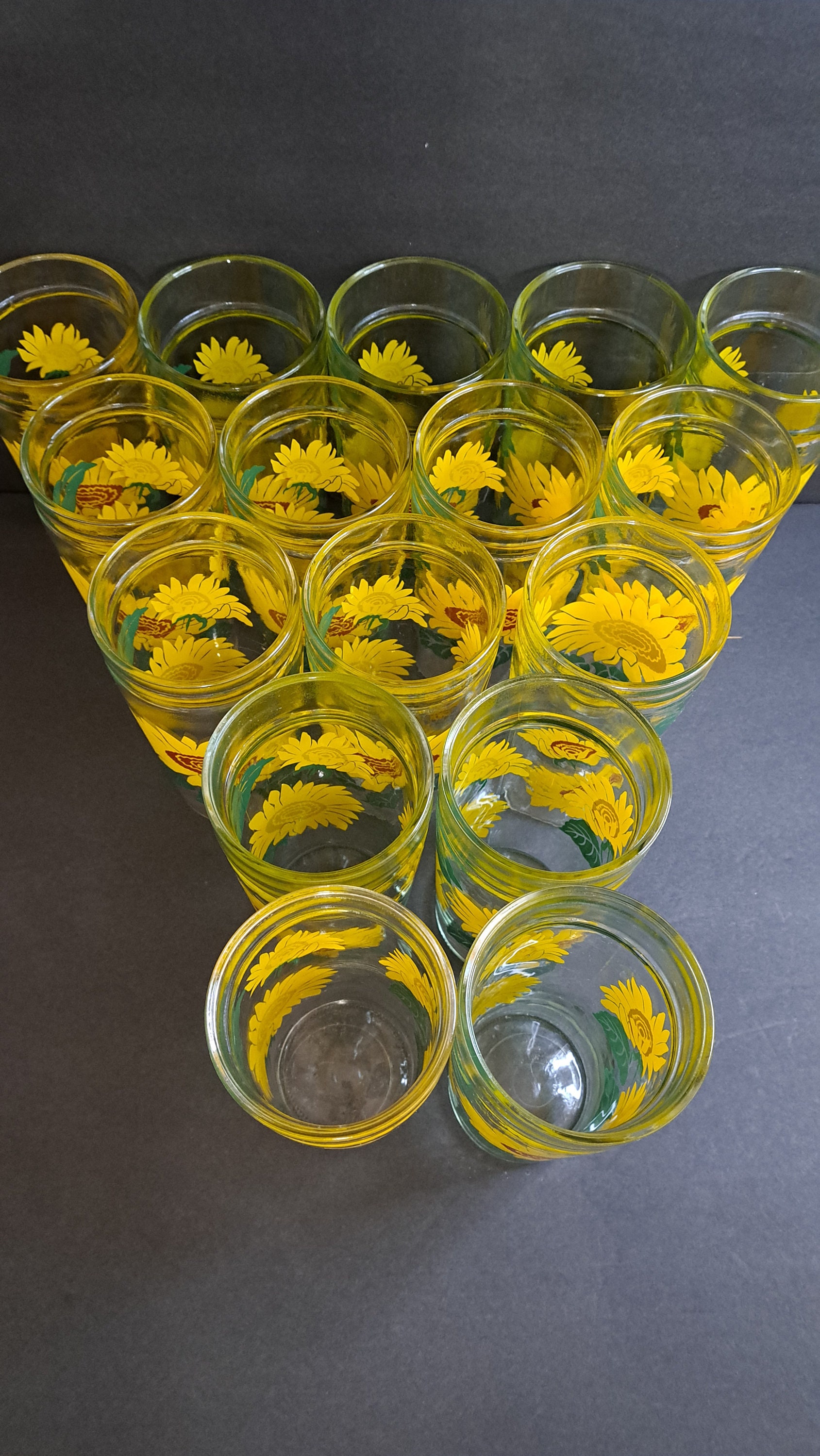 1950's Anchor Hocking SUNFLOWER Tall Jelly Jar Glass Tumblers - Etsy
