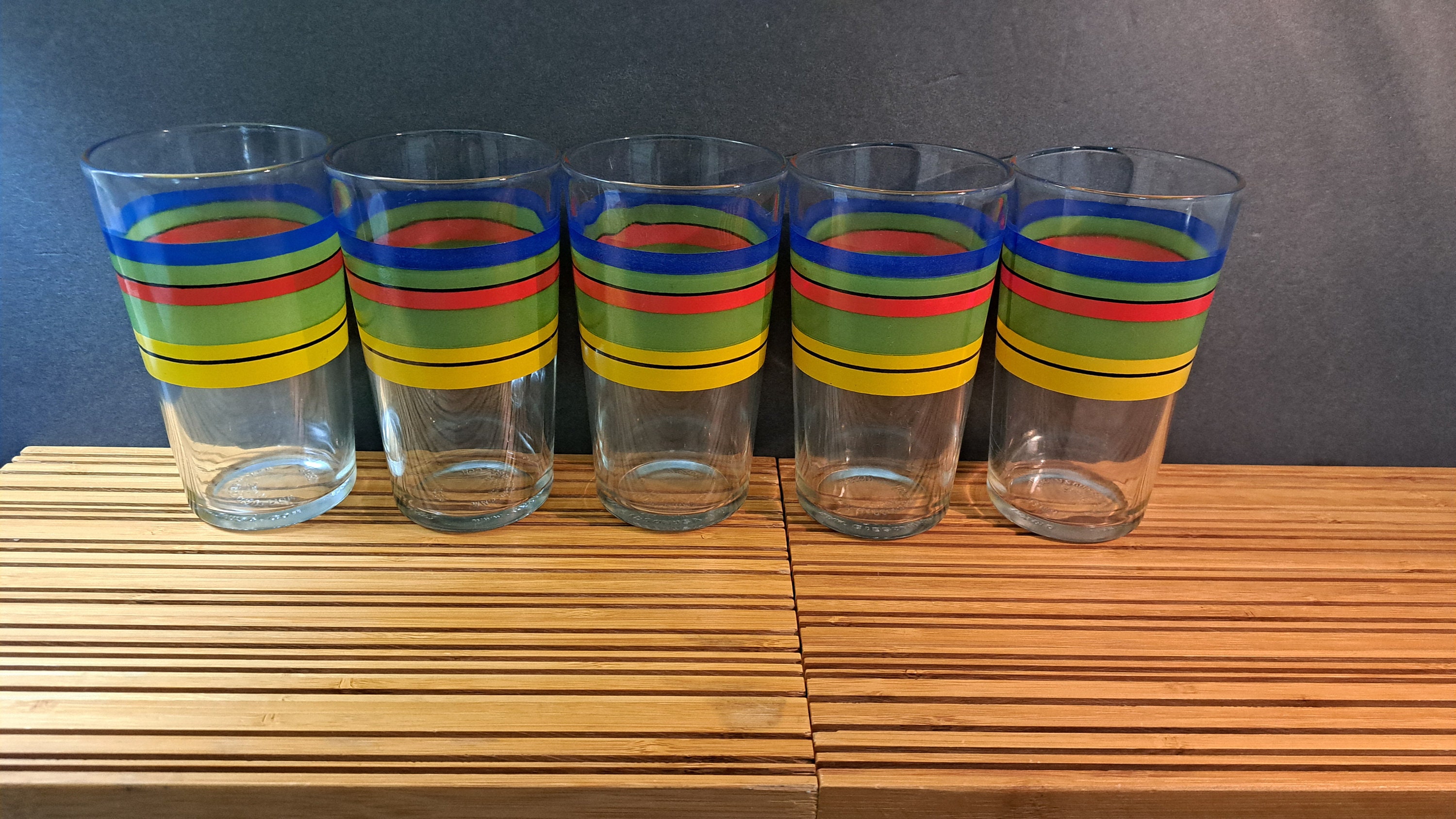 Libbey Fiesta Mambo Horizontal Stripped Drinking Glass Tumblers (set of ...