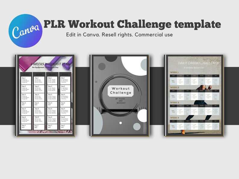 PLR Resell Workout Challenge Commercial Use Workout Canva Template ...
