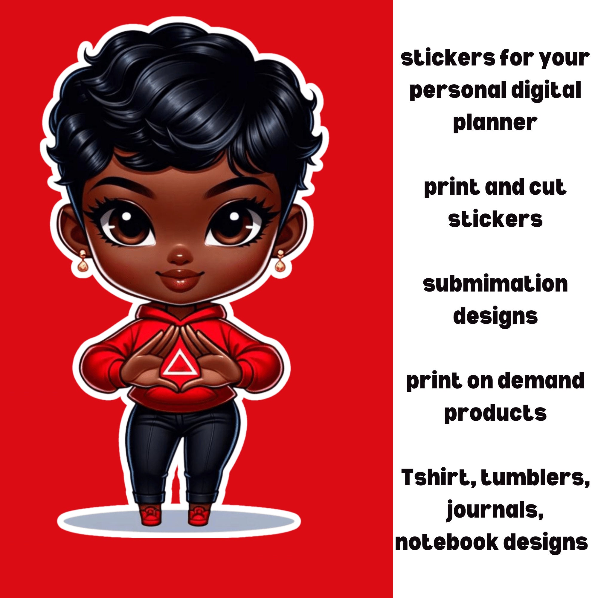 African American “sorority Special: Delta Themed Chibi Doll, Versatile ...