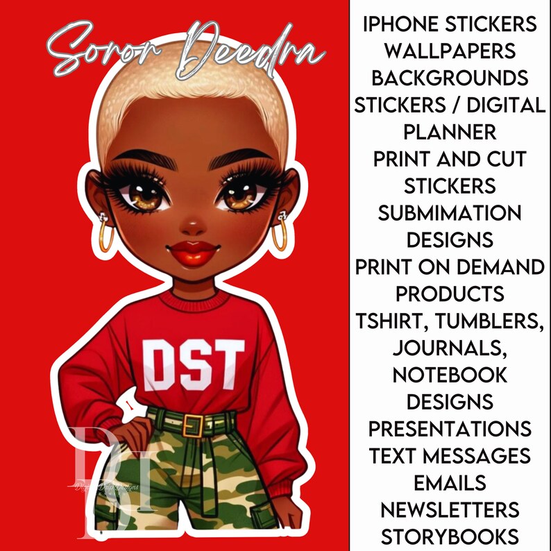 Delta Sorority Chibi Doll: African American PNG Clipart (digital ...