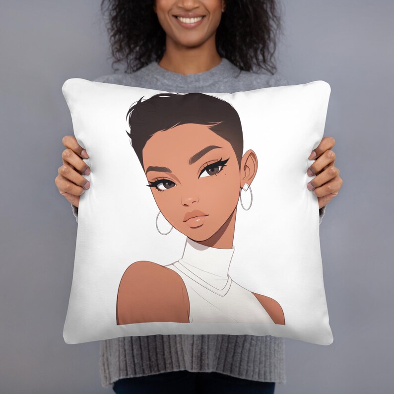 Trendy Pixie Cut & White Basic Pillow - Etsy