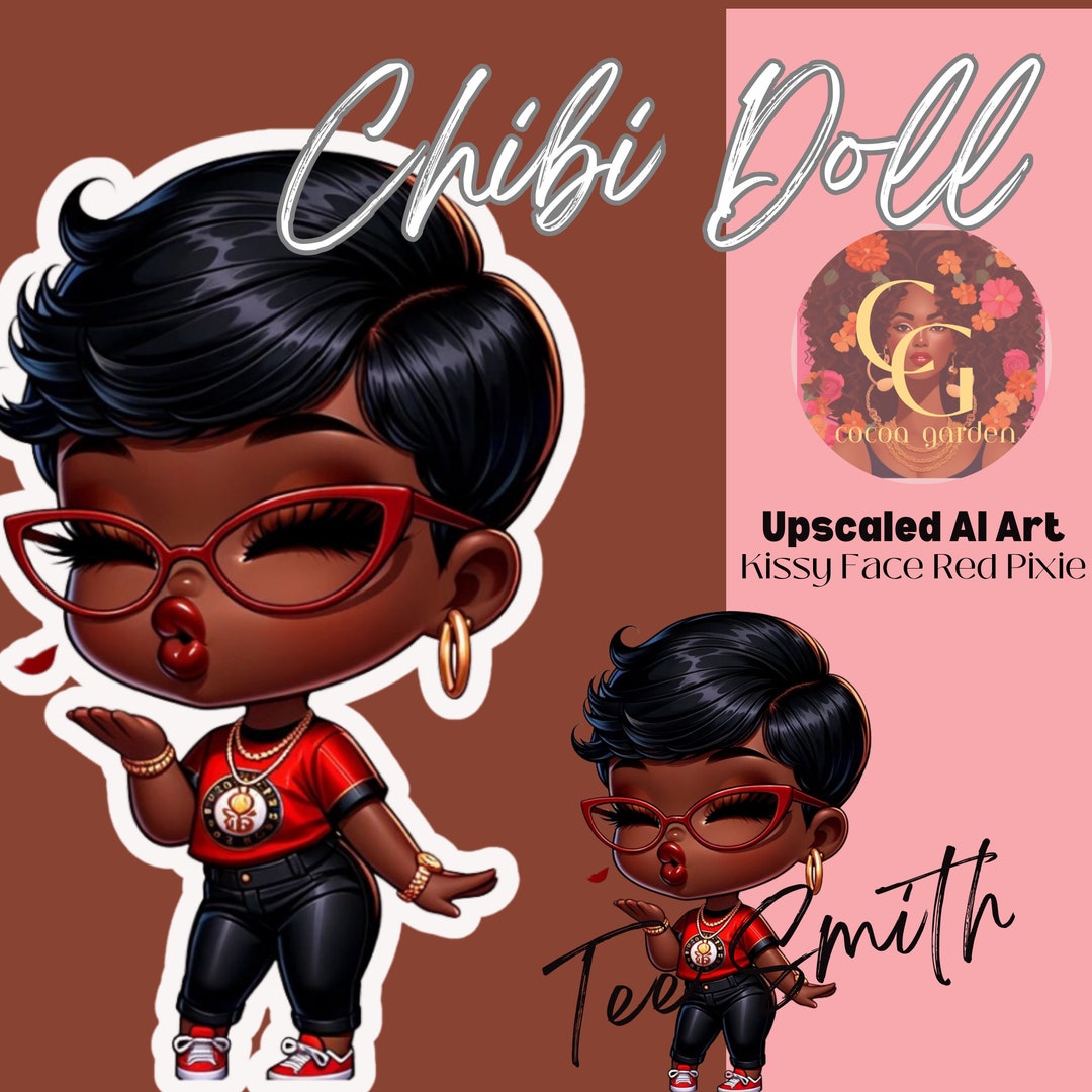 Kissy Face African American Trendy Chibi Doll |sublimation| Journals ...