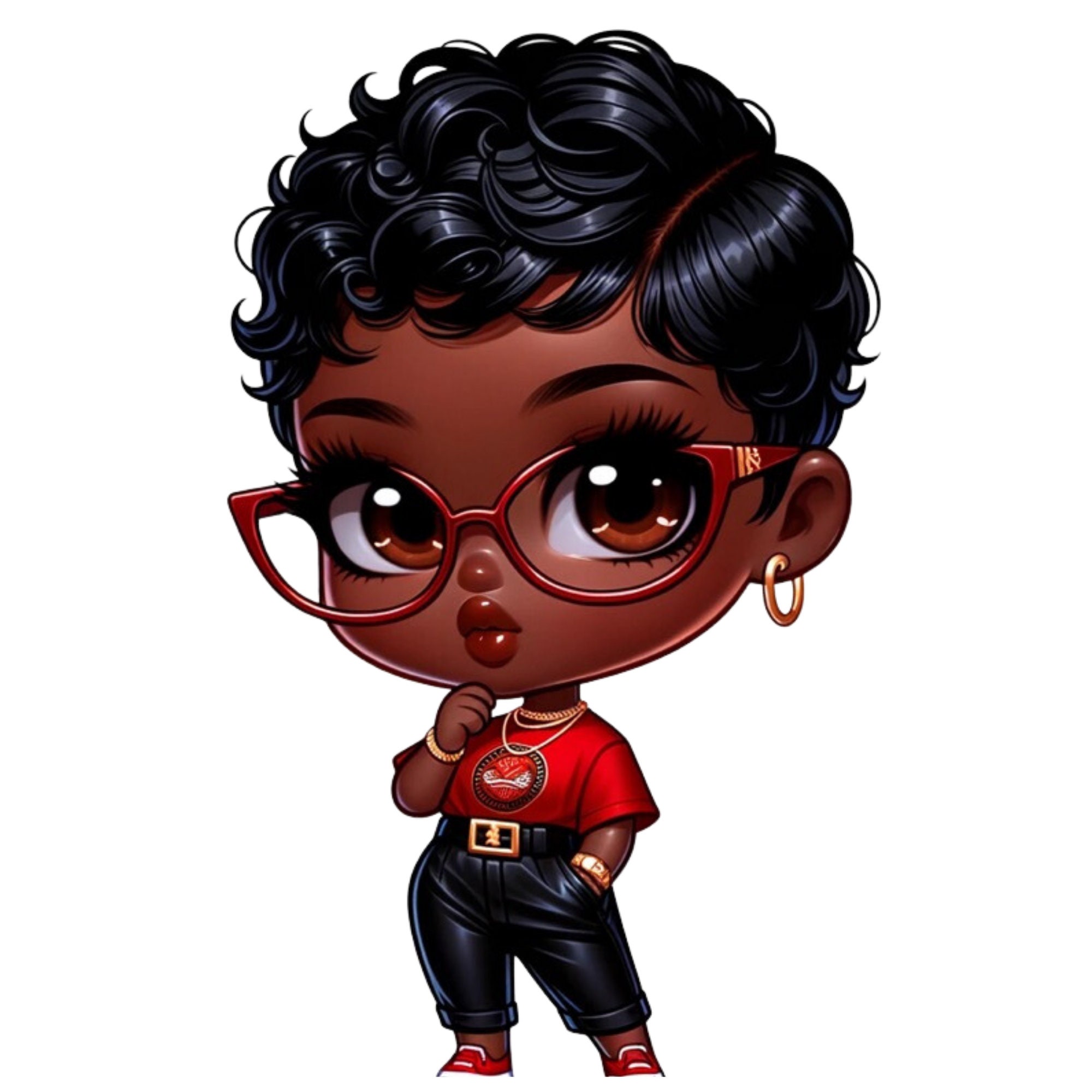 African American Trendy Chibi Doll | AI Art Sticker - Etsy
