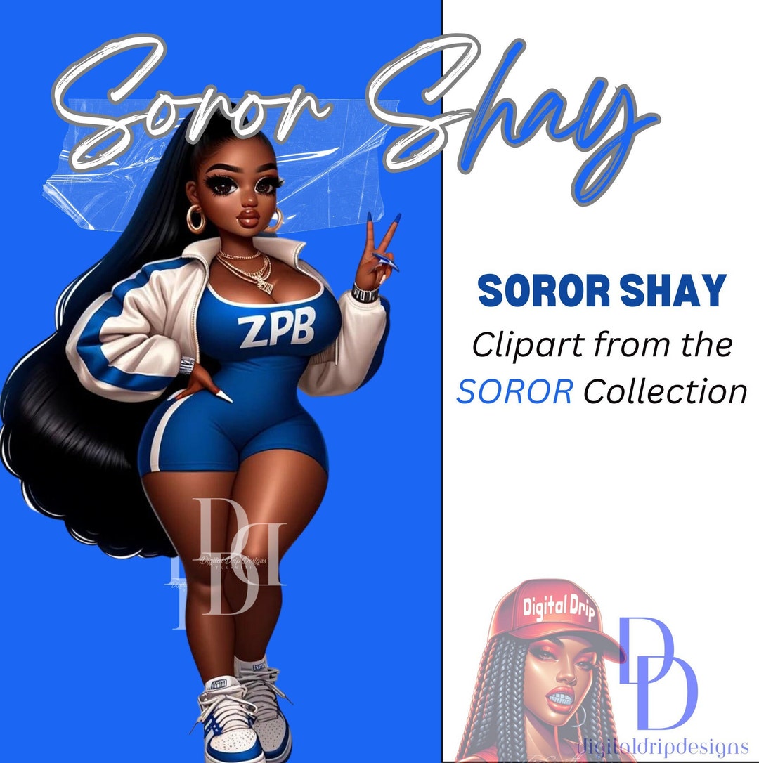 Soror SHAY African American “sorority Special: ZPB Zeta Themed Chibi Doll, Versatile Zeta Phi ...