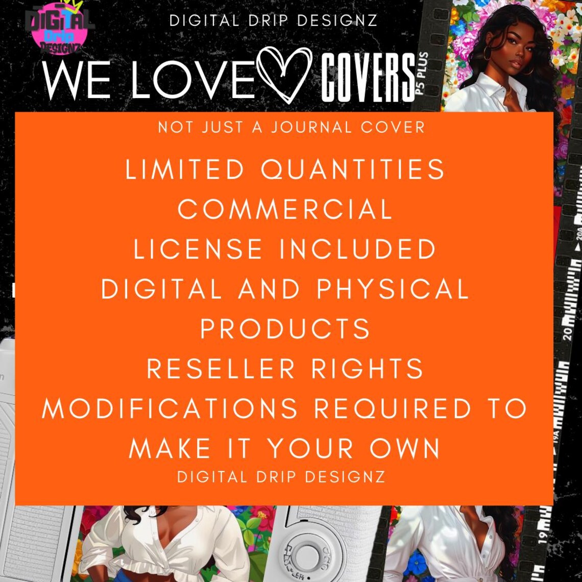 Digital Journal Covers - Commercial Use, Editable Notebook Covers, Chic ...