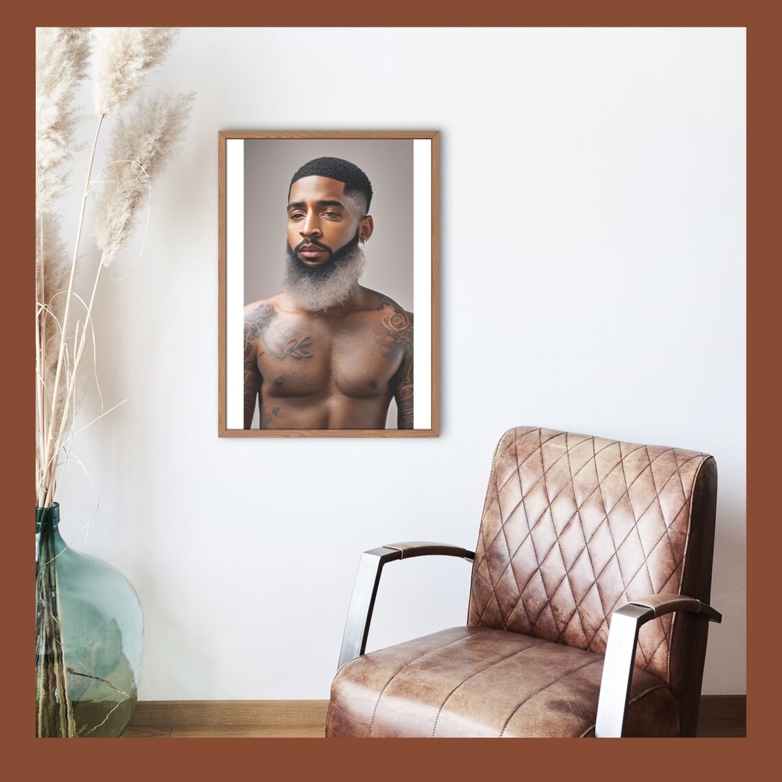 African American Ai Upscaled Photo Bwarded Salt Pepper Man-marcus - Etsy