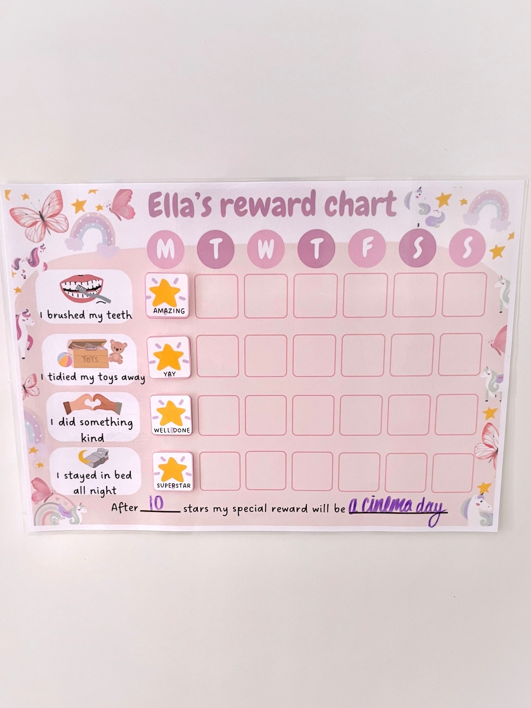 Unicorn Butterfly Reward Chart - Etsy