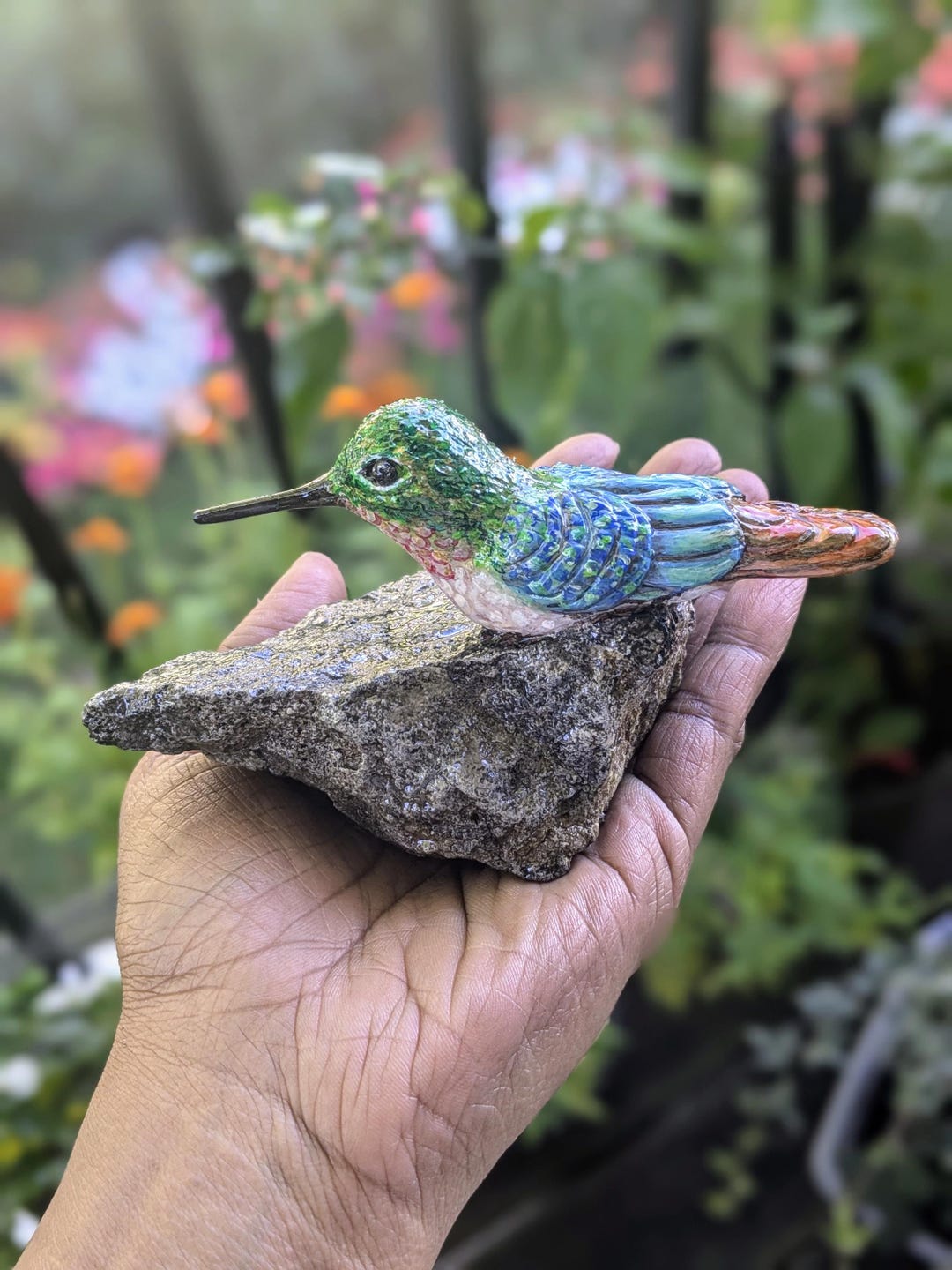 Miniature Clay Sculpture of Hummingbird Sitting on a Rock - Etsy