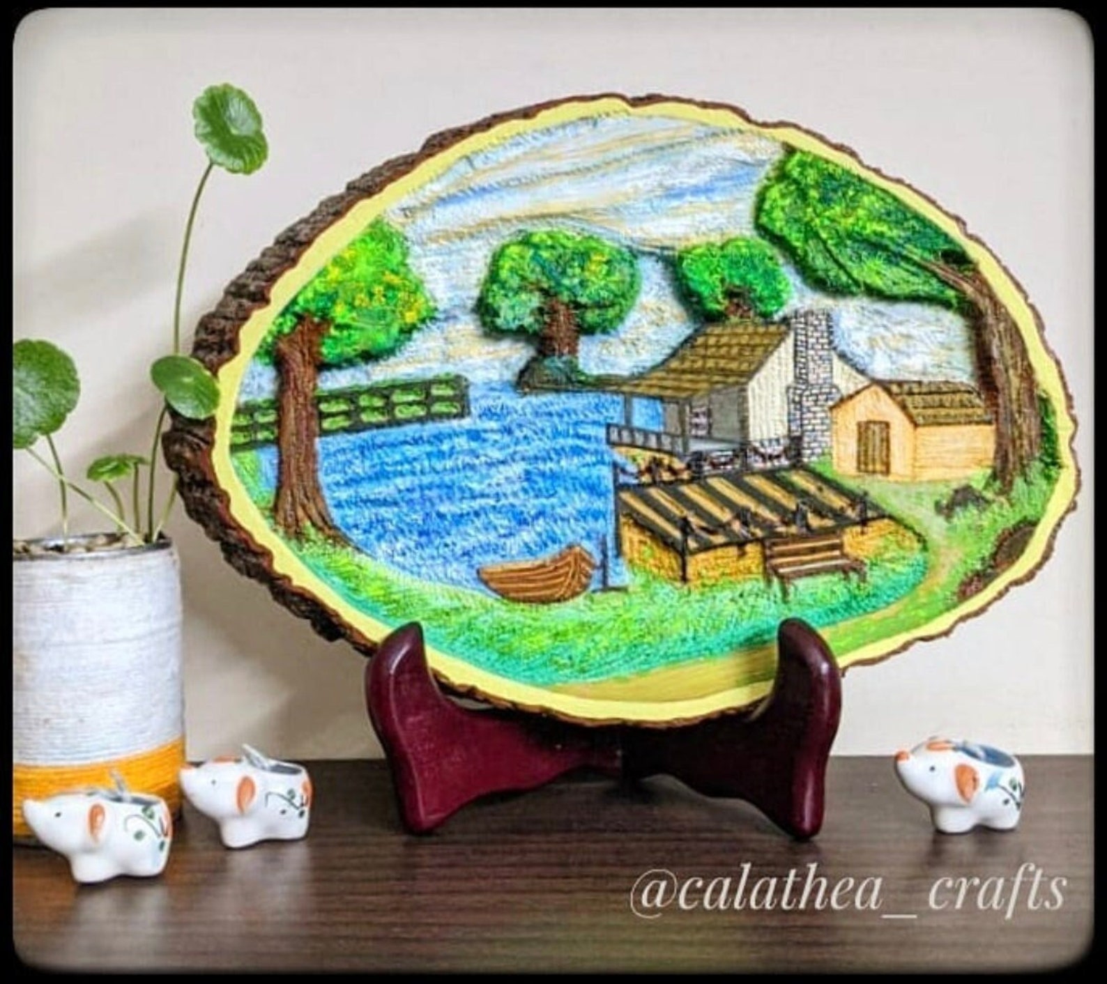 Cabin by the Lake - Textured Wood Carving Painting - Etsy