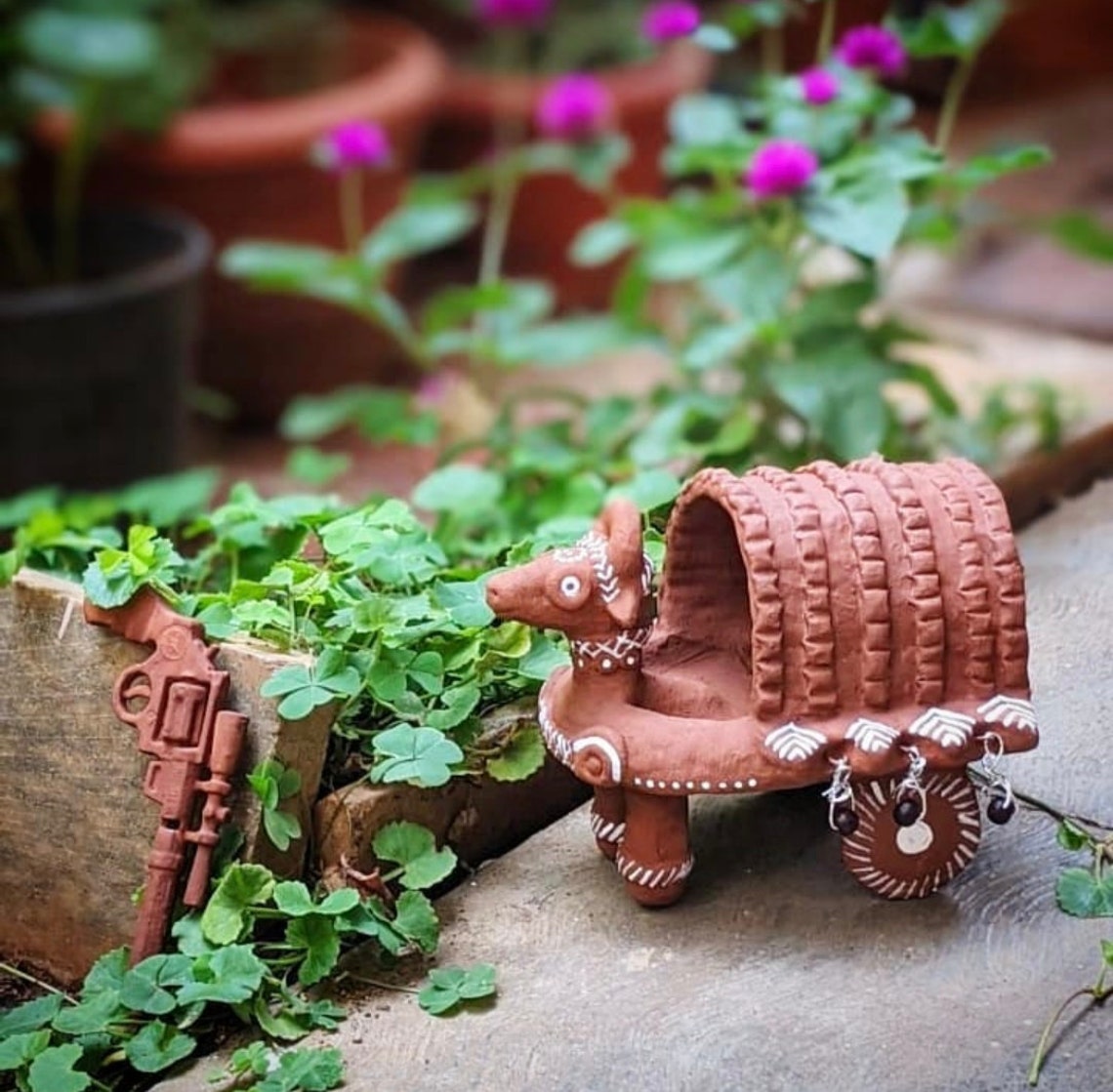 Terracotta Bullock Cart Clay Sculpture Table Top Decor - Etsy