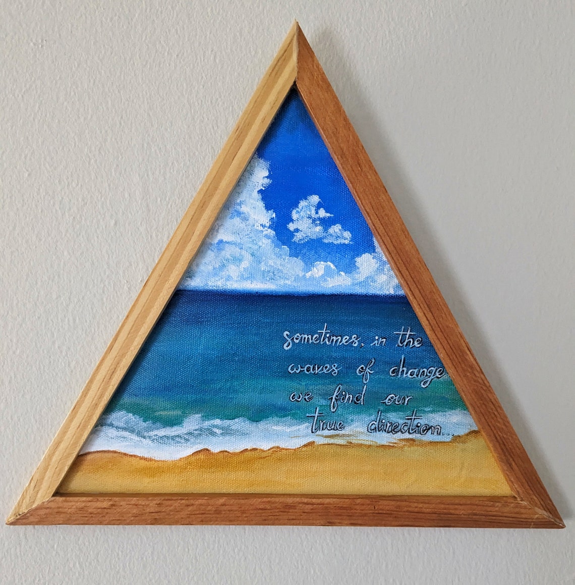 Ocean Waves - Acrylic Painting of the Sea Shore, Triangle Frame. - Etsy