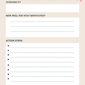 Digital Goal Setting Workbook, Printable Goal Workbook, Flower Themed ...