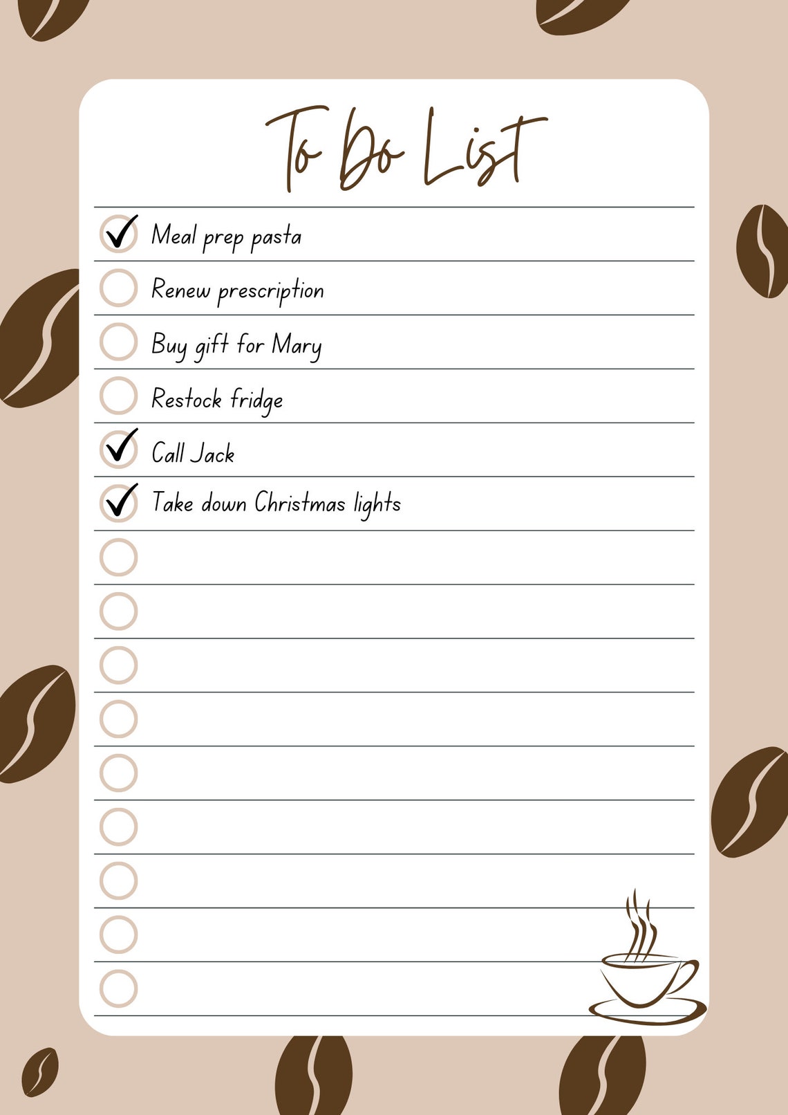 Printable to Do List, Coffee Themed to Do List Notepad, Digital to Do ...