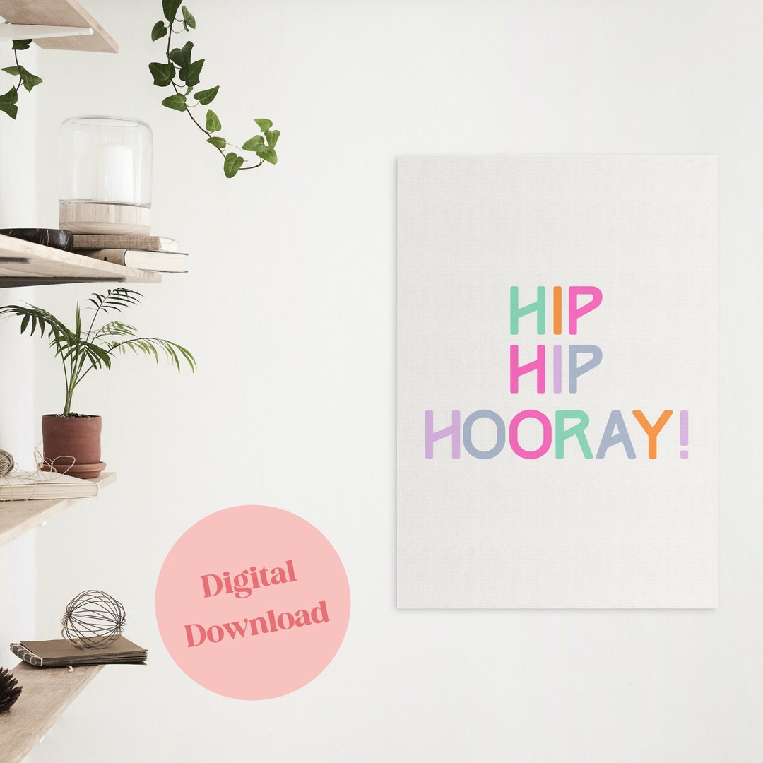 Hooray Celebratory Digital Art Print for Kids’ Rooms, Nurseries ...