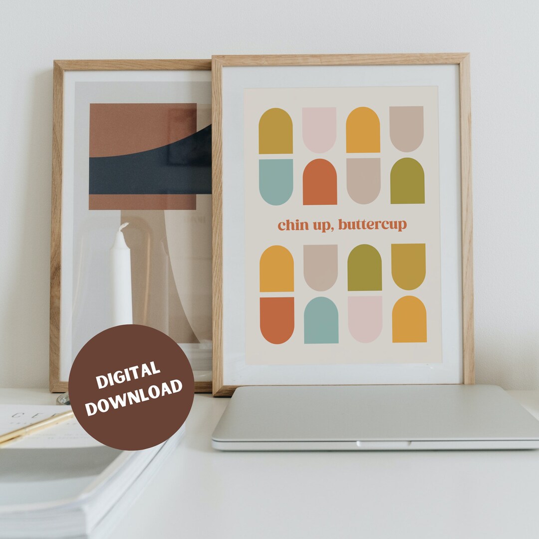 Chin Up, Buttercup Digital Download Print - Mid-century Modern ...