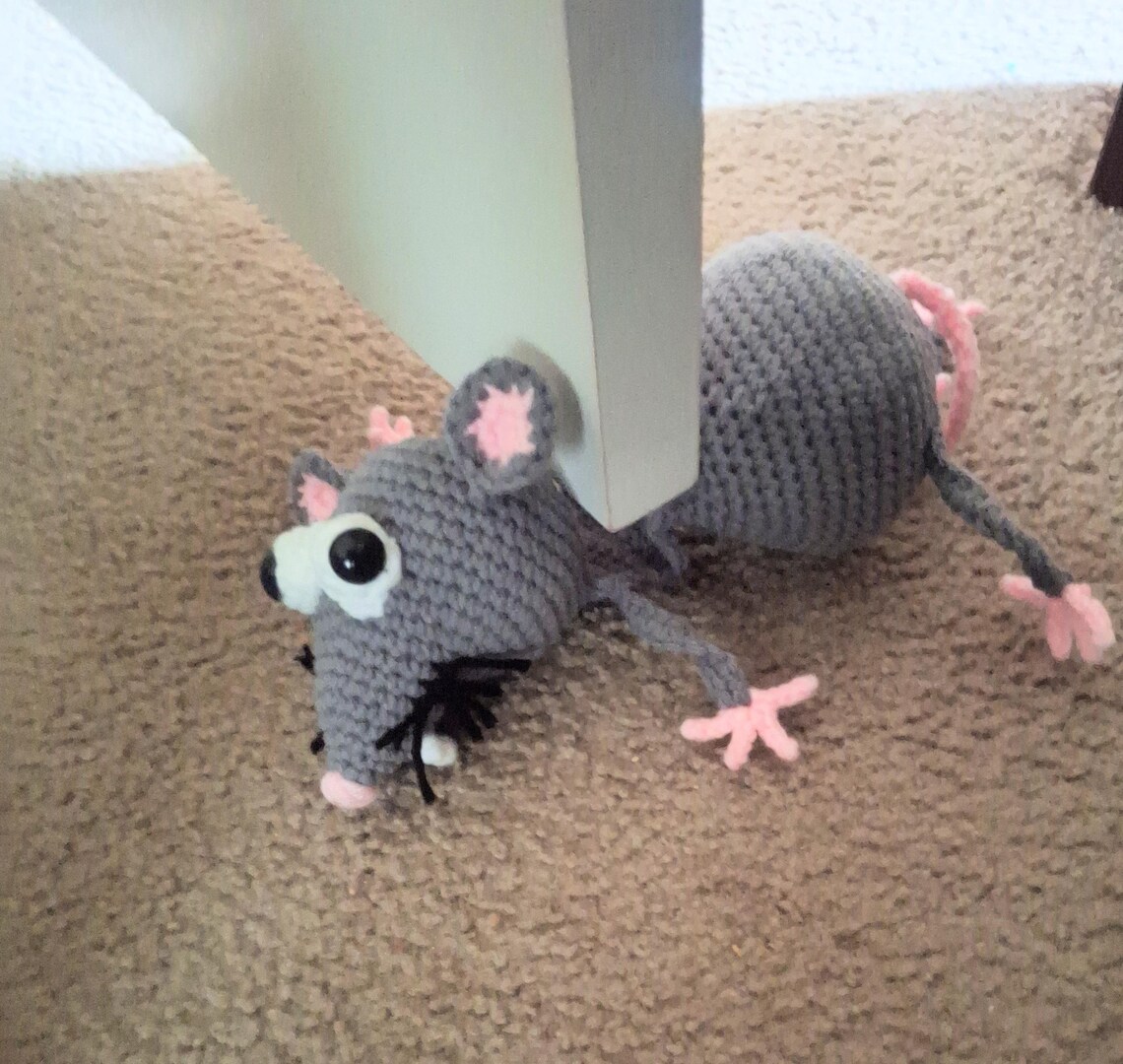 Crochet Squashed Rat Mouse Door Stop Stopper Home Accessory - Etsy