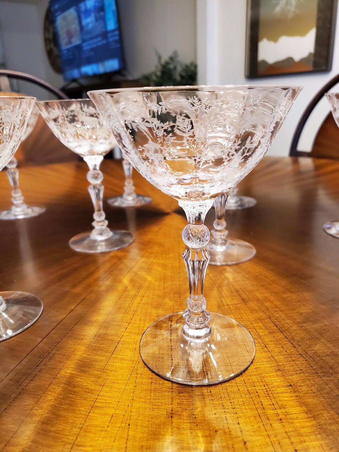 10 Fostoria Etched Crystal Chintz Navarre Pattern Tall Sherbet ...