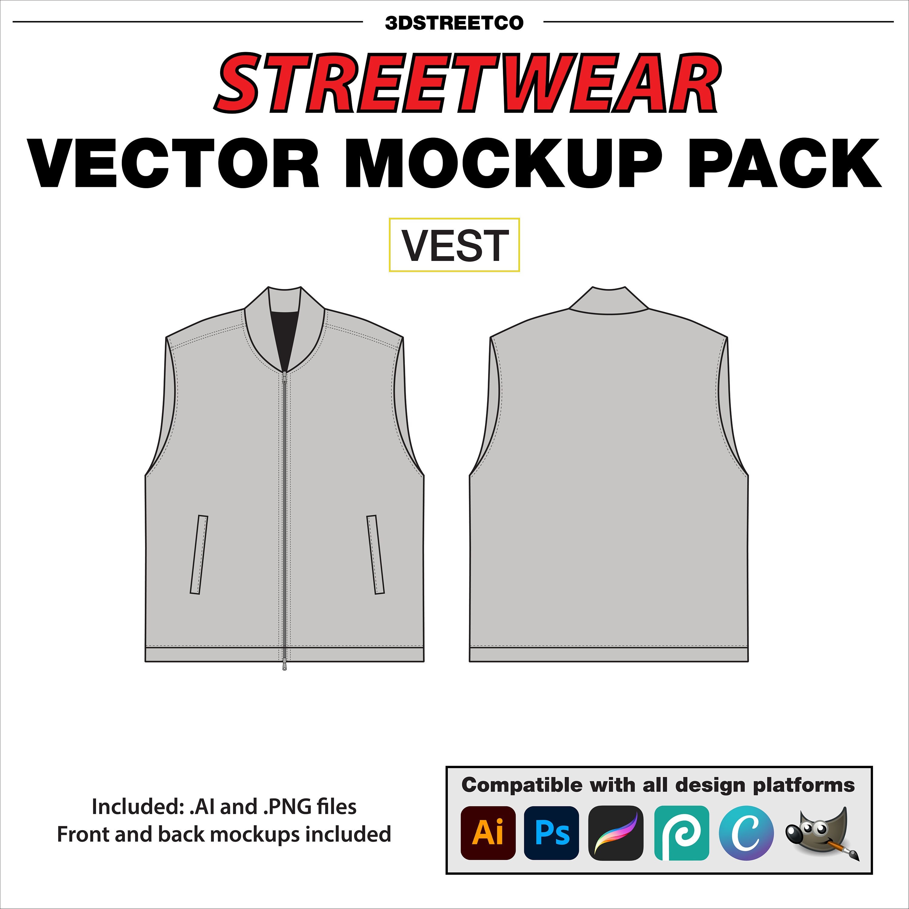 Streetwear VEST, Vector Mockup: Perfect for Clothing Brands & Fashion ...