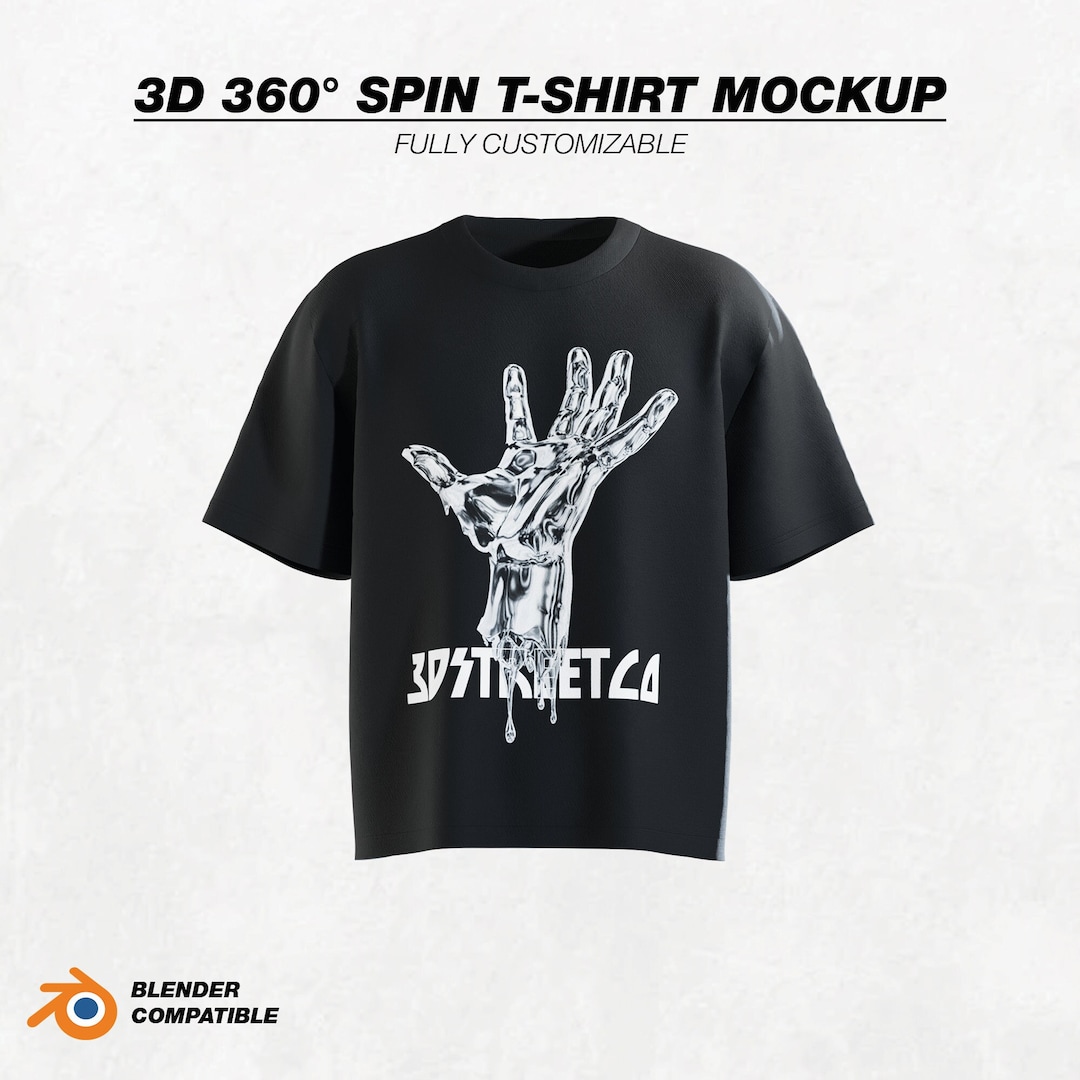 3D Streetwear T-shirt Mockup: Blender 360 Spin Animation (PDF Tutorial ...