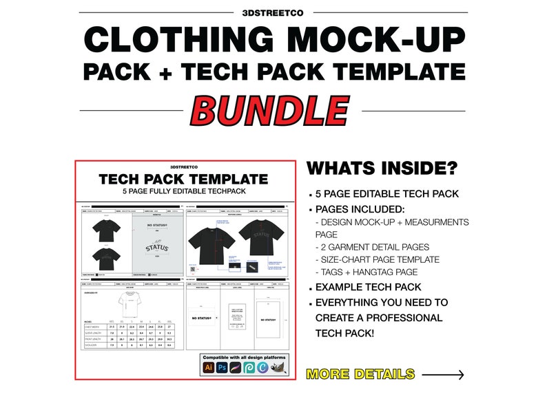 Fashion Mockup Bundle: 44 Garment Mockups + Tech Pack (AI Files) - Etsy
