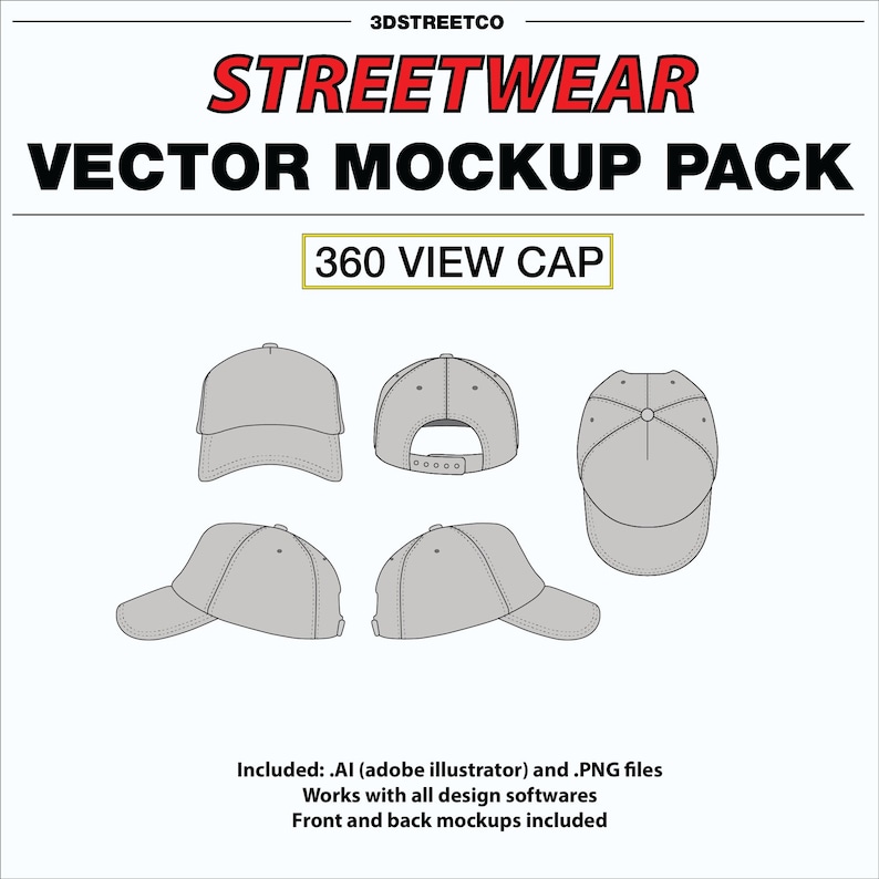 Streetwear 360 View Cap Vector Mockup: Perfect for Clothing Brands ...