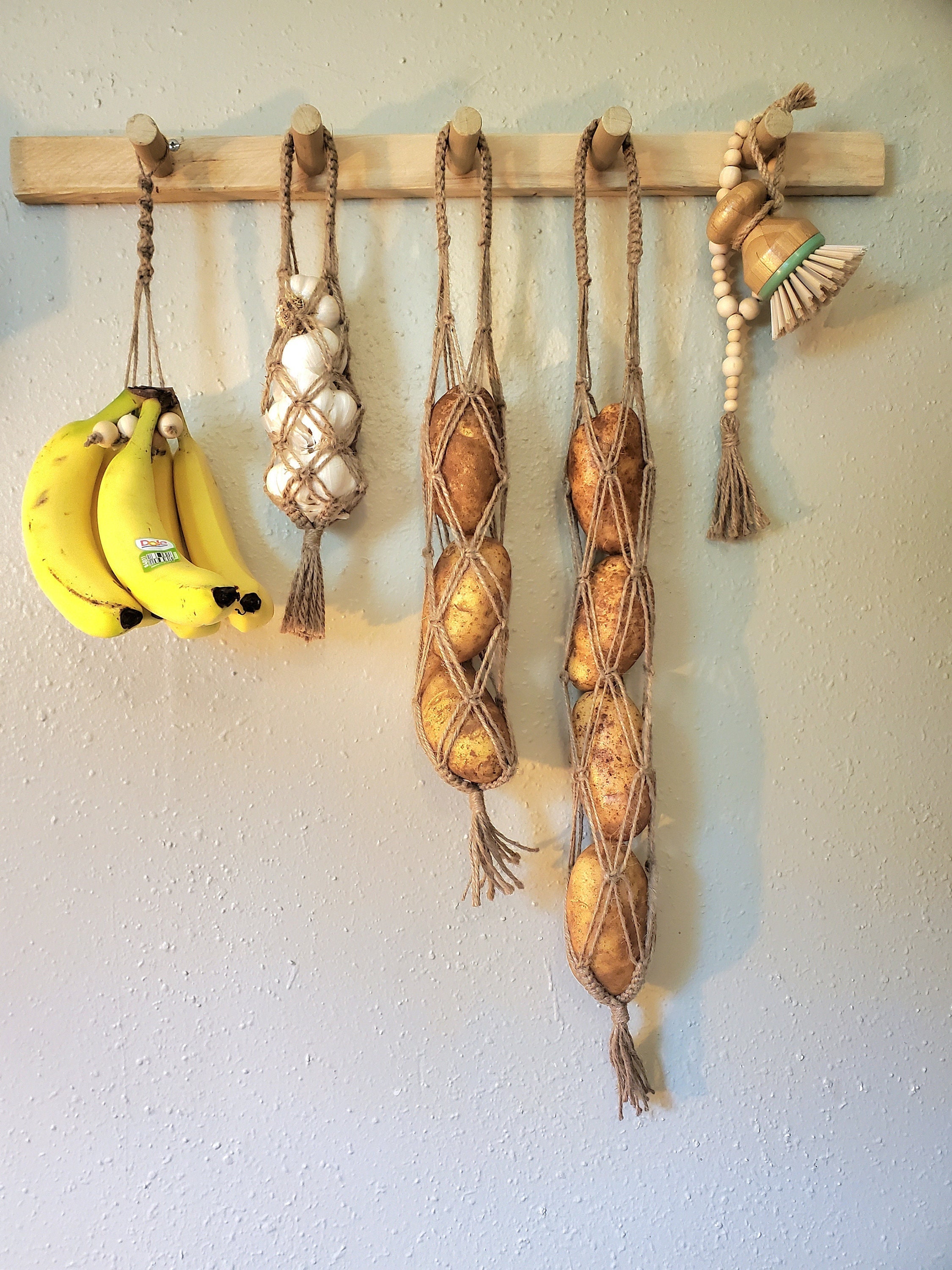 MACRAME FRUIT PENDANT Vegetable Fruit Holder Fruit Hanger Hanging ...