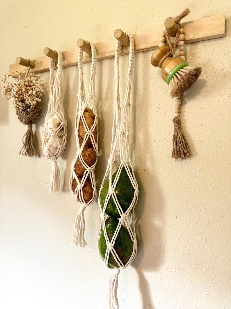 MACRAME FRUIT PENDANT Vegetable Fruit Holder Fruit Hanger Hanging ...