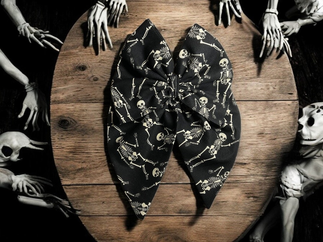 Skeleton Bow, Halloween Bow, Spooky Scary Skeletons Bow,long Tail ...
