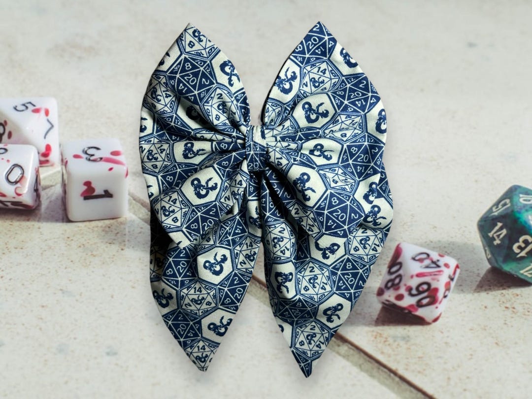 Dnd Dice Fable Bow, Dnd Bow, Dungeons and Dragons Bow, Nerd Bow ...